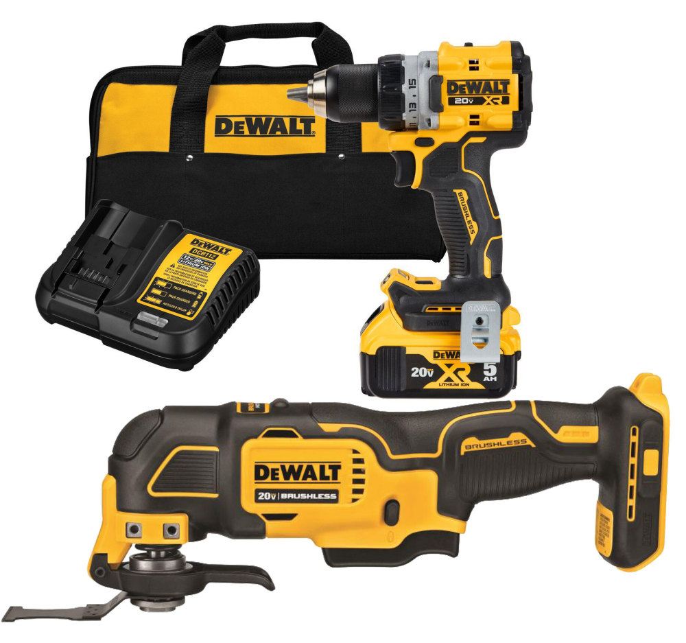 DEWALT 20V MAX Brushless 1/2 Inch Drill/Driver & Oscillating Multi-Tool ...