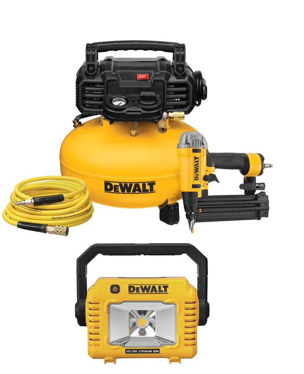 DEWALT Nailer, Compressor, and 12V/20V MAX Compact Task Light Combo Kit ...