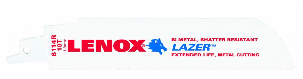 Lenox 6 In. x 1 In. 14 TPI LAZAR Reciprocating Blade 5 Pk 201726114R ...