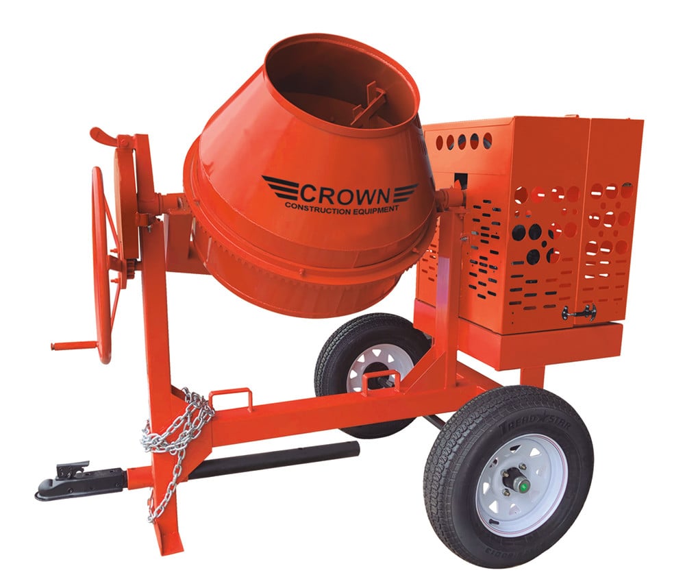 Crown Construction Equipment C9-CGH9 9 Cu. Ft. Towable Concrete Mixer with Pintle Hitch 609958P ...