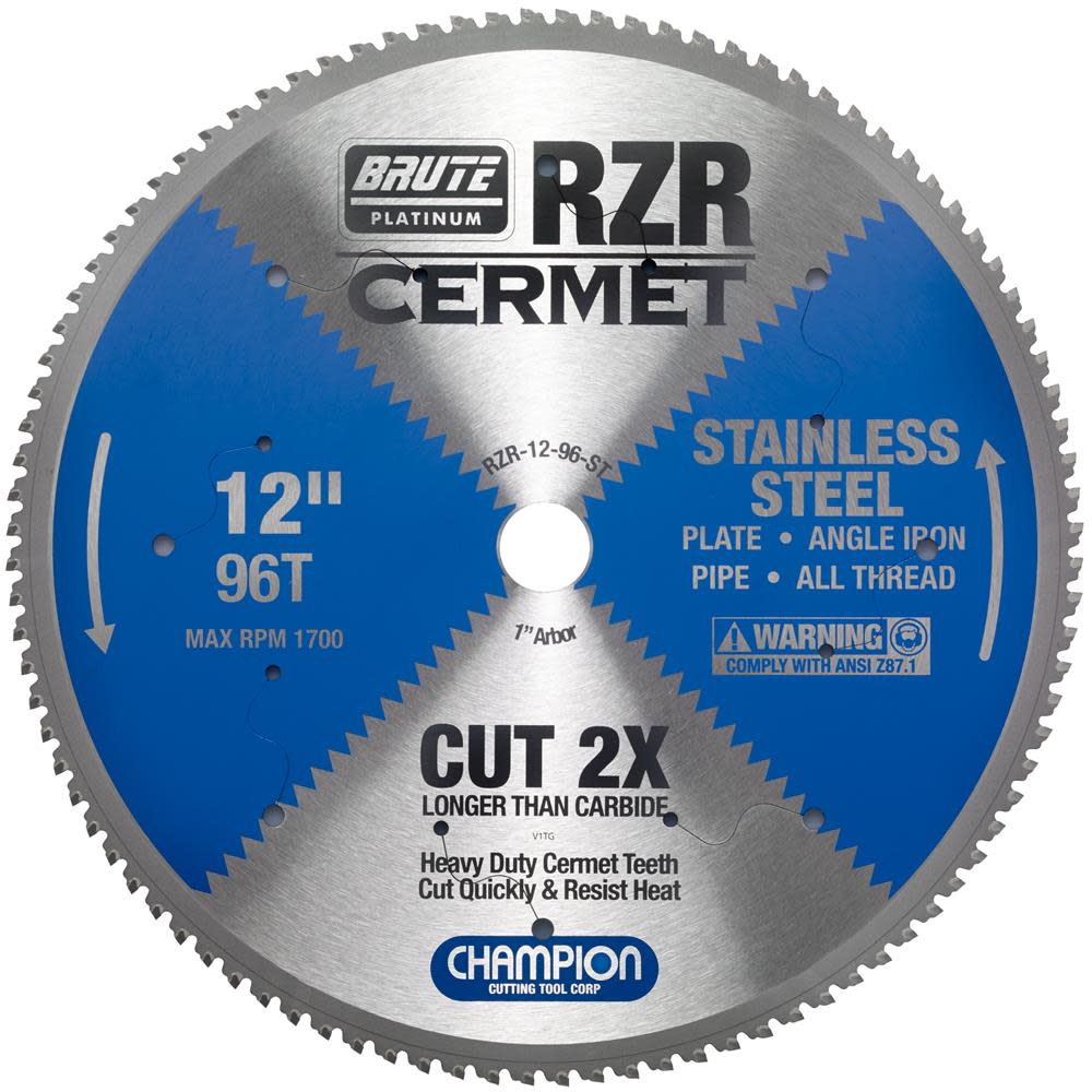 Champion Cutting Tool Brute Cermet Tipped Circular Saw Blade 12 In. (Stainless Steel Cutting ...
