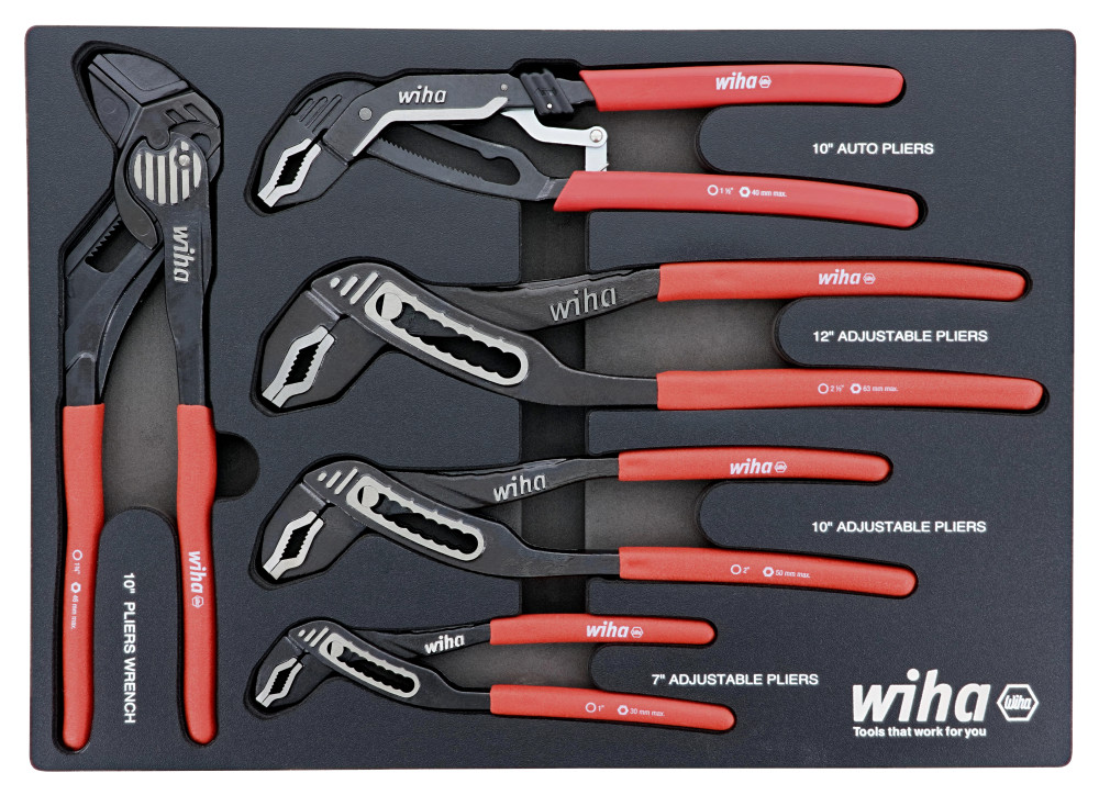 Wiha Classic Grip V Jaw Tongue and Groove Pliers Tray Set 5pc 34691 ...