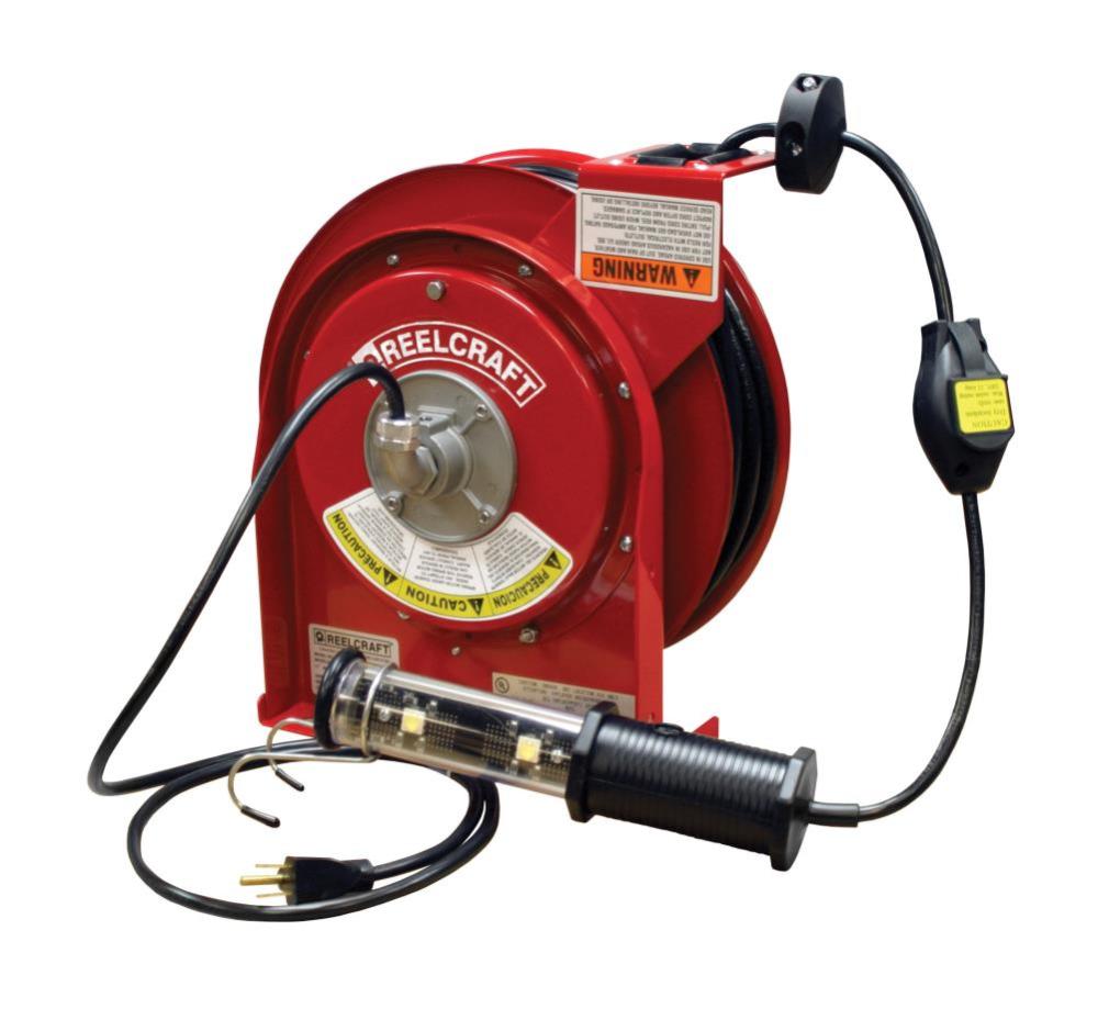 Reelcraft 50 Ft. LED Spring Retractable Light Cord Reel Steel L 4050 ...