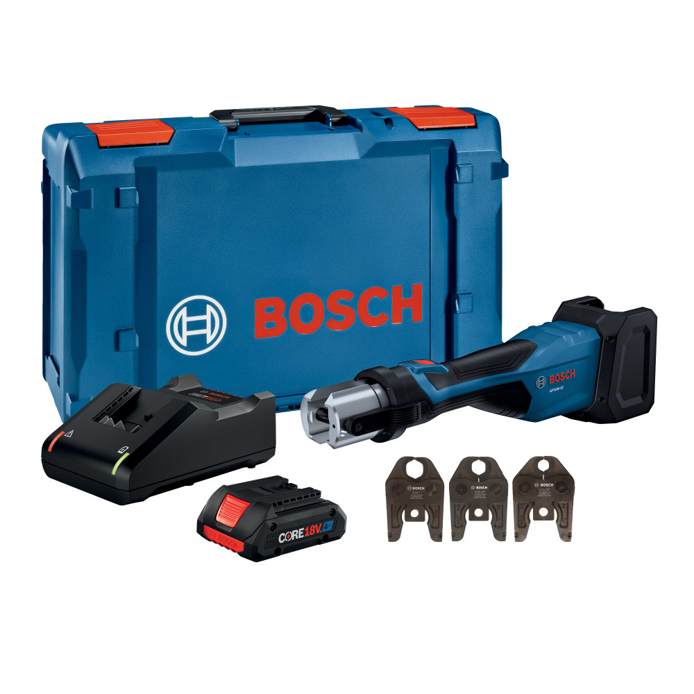 Bosch Press Tool Kit 1/2 Inch, 3/4 Inch, 1 Inch Jaws GPT18V-32L14 ...
