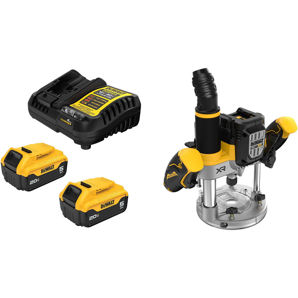 DEWALT 20V MAX Cordless Plunge Router & Li-Ion 5Ah Starter Kit Bundle ...