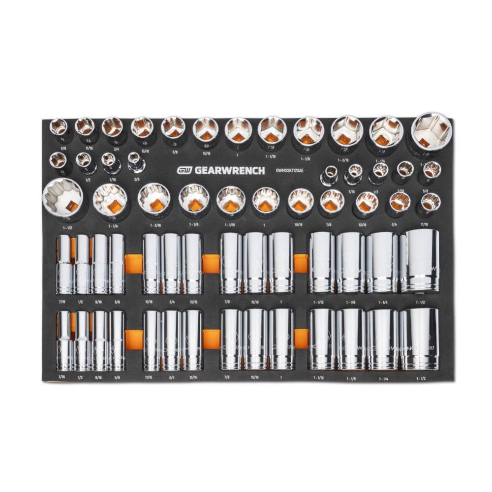 GEARWRENCH 1/2 in Drive Master SAE Socket Set in Foam Storage Tray 60pc ...