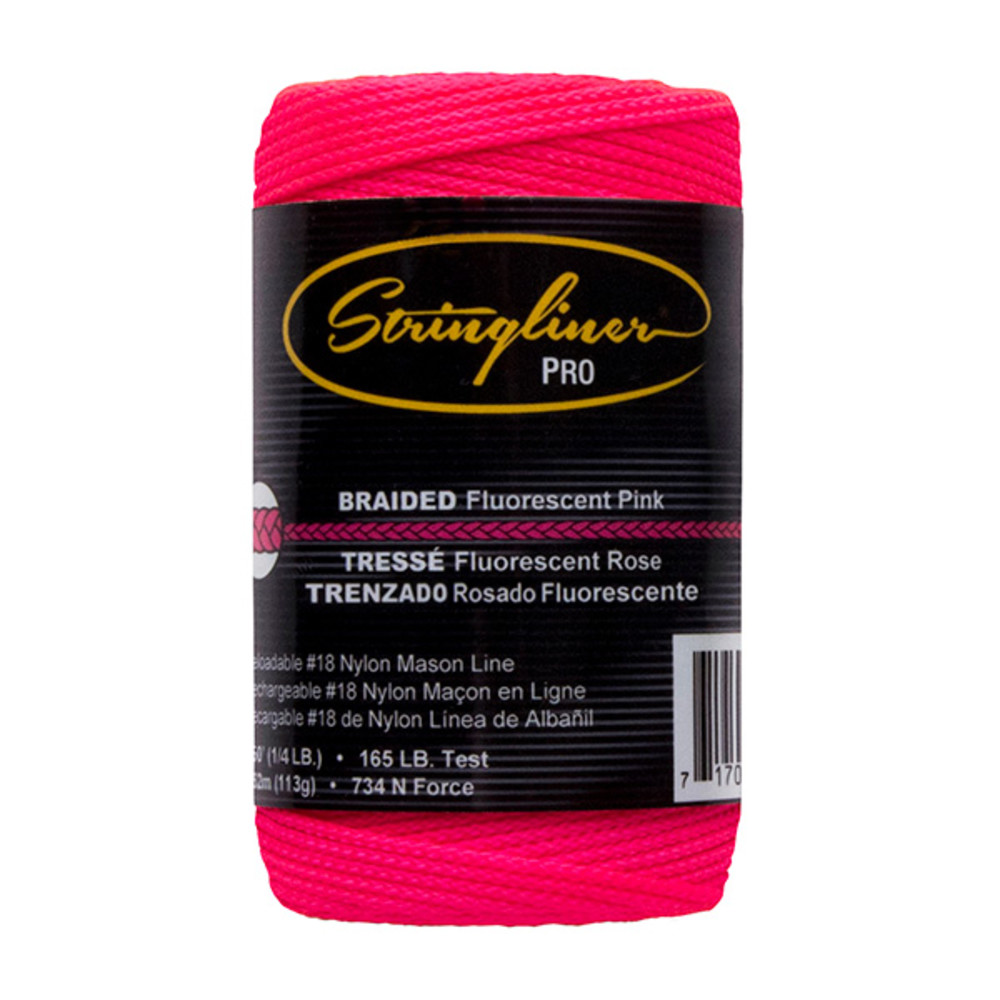 Stringliner 250 Ft. Braided Flo Pink Mason's Line Roll 35162 - Acme Tools