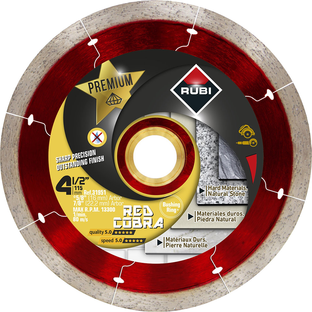Rubi Tools Premium Venom Dry 4-1/2 In. Diamond Blade (7/8in and 5/8in ...