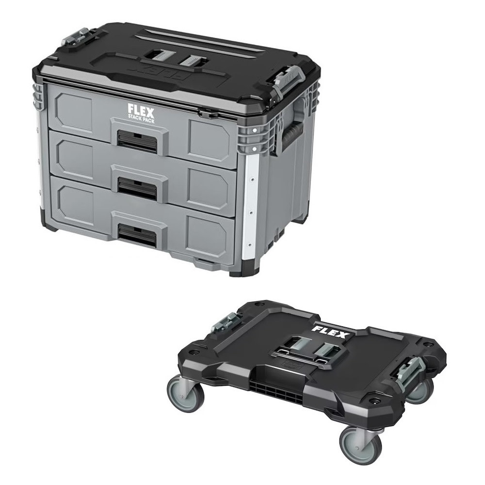 FLEX Stack Pack Trolley, Stack Pack 3-Drawer Tool Box Bundle ...