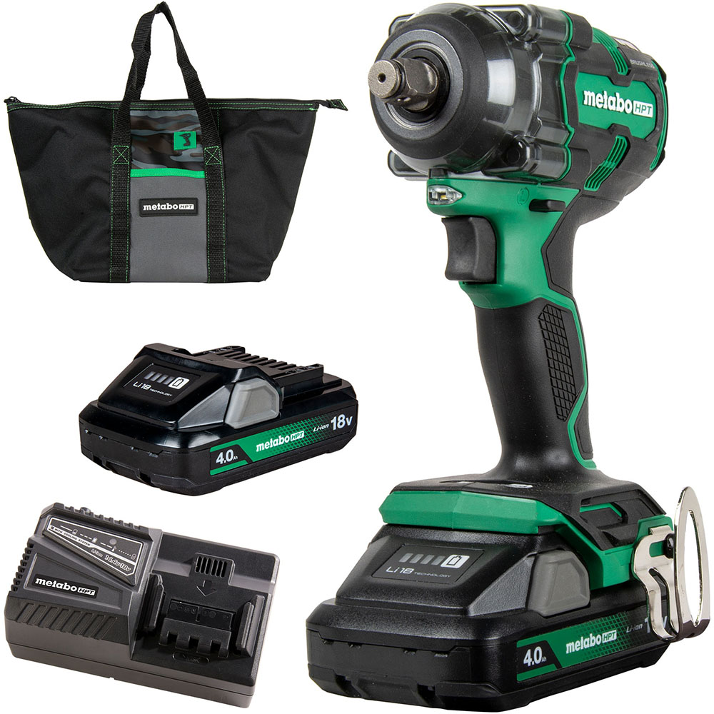 Metabo HPT 18V MultiVolt 1/2 Inch Cordless Impact Wrench Kit WR18DHM ...