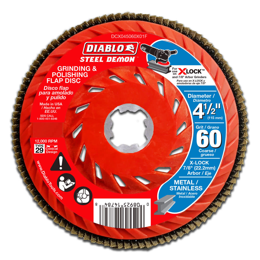 Diablo Tools 4-1/2 in. 60-Grit Flap Disc for X-Lock and All Grinders ...