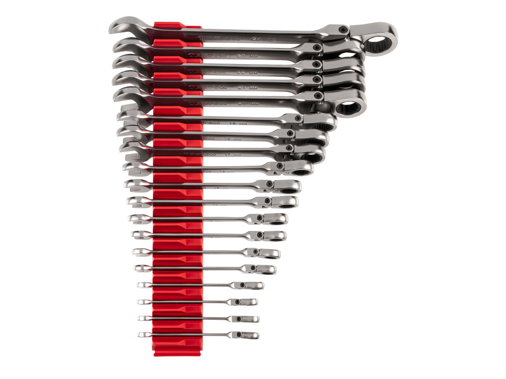 Tekton Flex Head Ratcheting Combination Wrench Set, 19 Piece (6-24 mm ...