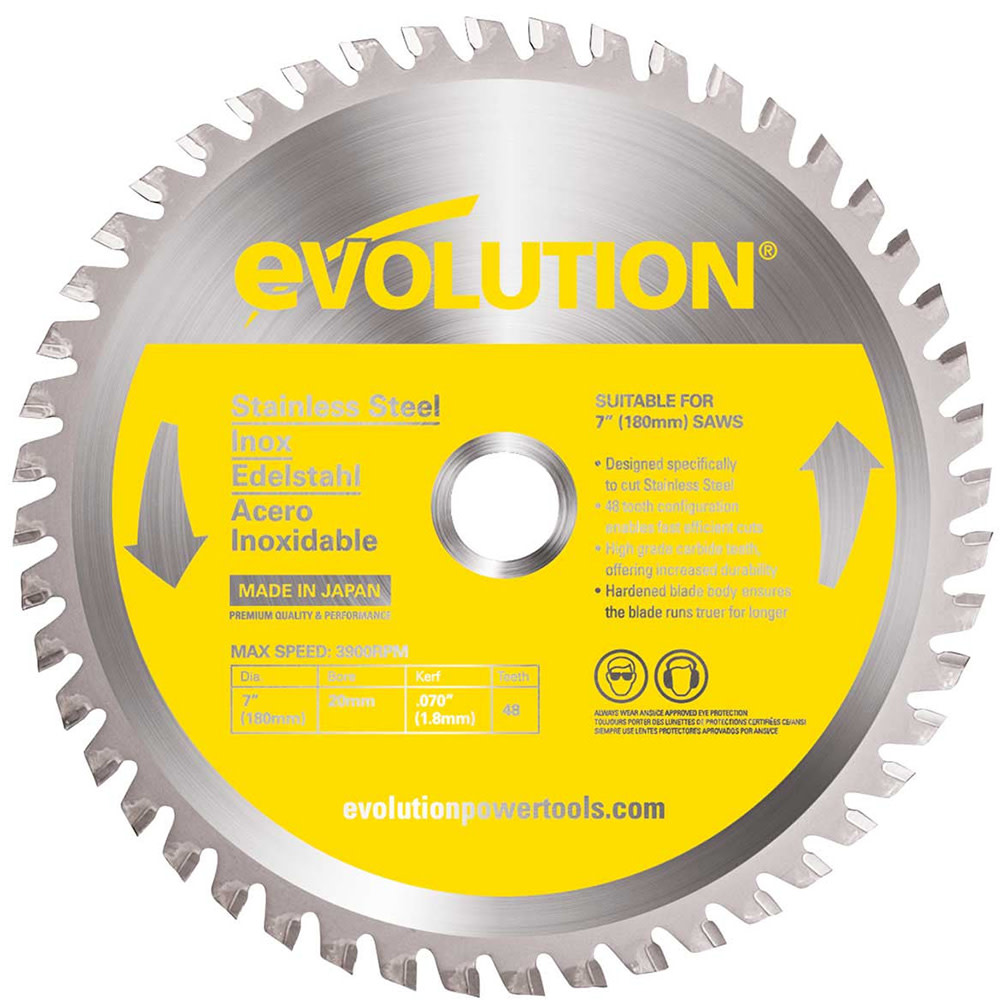 Evolution Power Tools 7in x 48T Stainless Steel Cutting Circular Saw ...