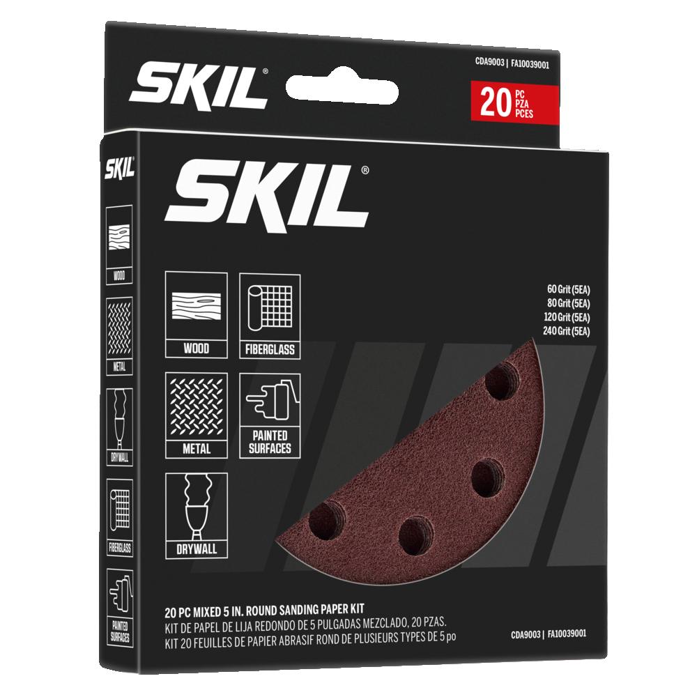 SKIL Mixed 5 in Round Sanding Paper Kit 20pc CDA9003 - Acme Tools