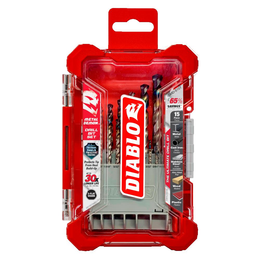 Diablo Tools Metal Demon Drill Bits Set for Mild, Hardened and Stainless, 15 Piece DMD-S15T ...