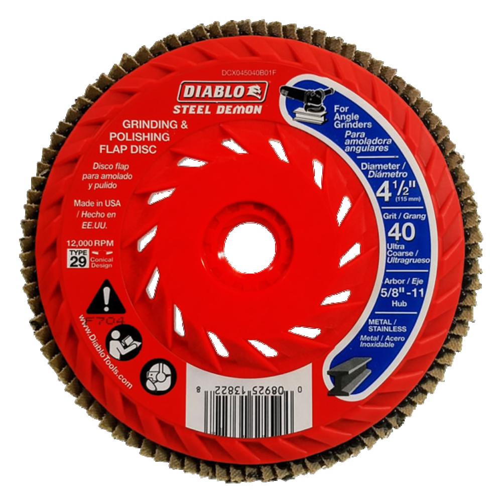 Diablo Tools 4 1/2 Inch Steel Demon Flap Disc 40 Grit with Speed Hub ...
