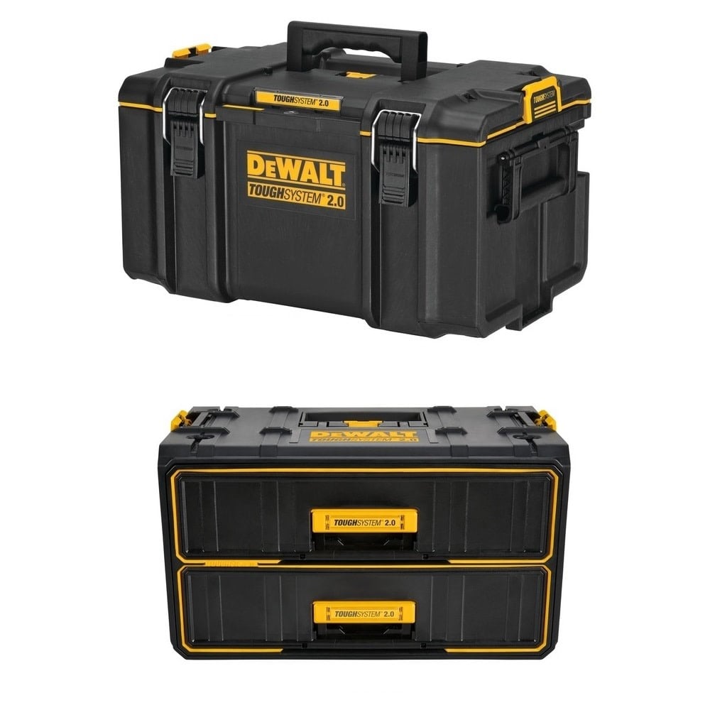 DEWALT ToughSystem 2.0 Large Toolbox & Two-Drawer Unit Bundle ...