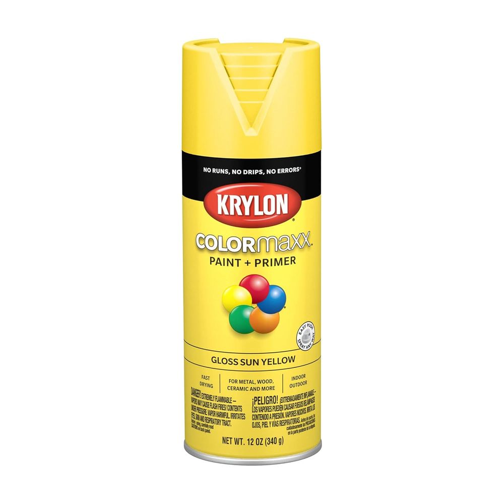 Krylon 12 Oz Gloss Sheen COLORmaxx Paint and Primer Sun Yellow ...