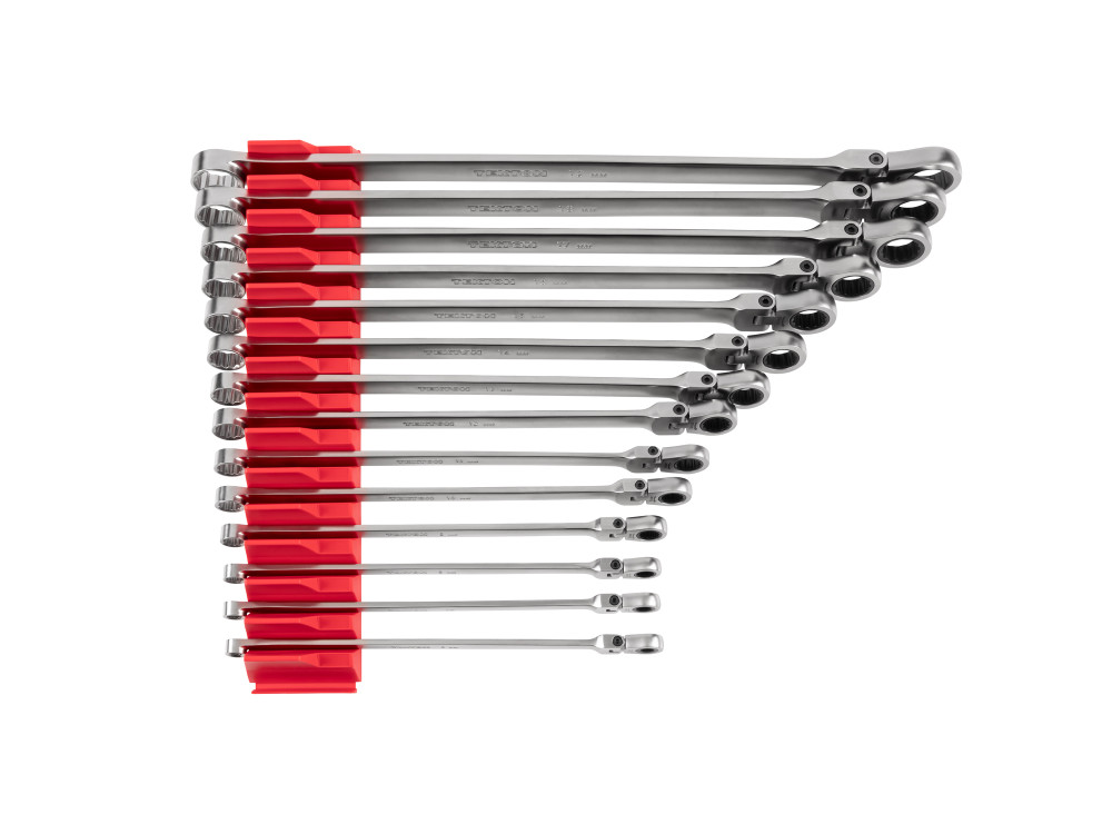 Tekton Fixed/Flex Head Ratcheting Box End Wrench Set, Org, (6-19 mm ...