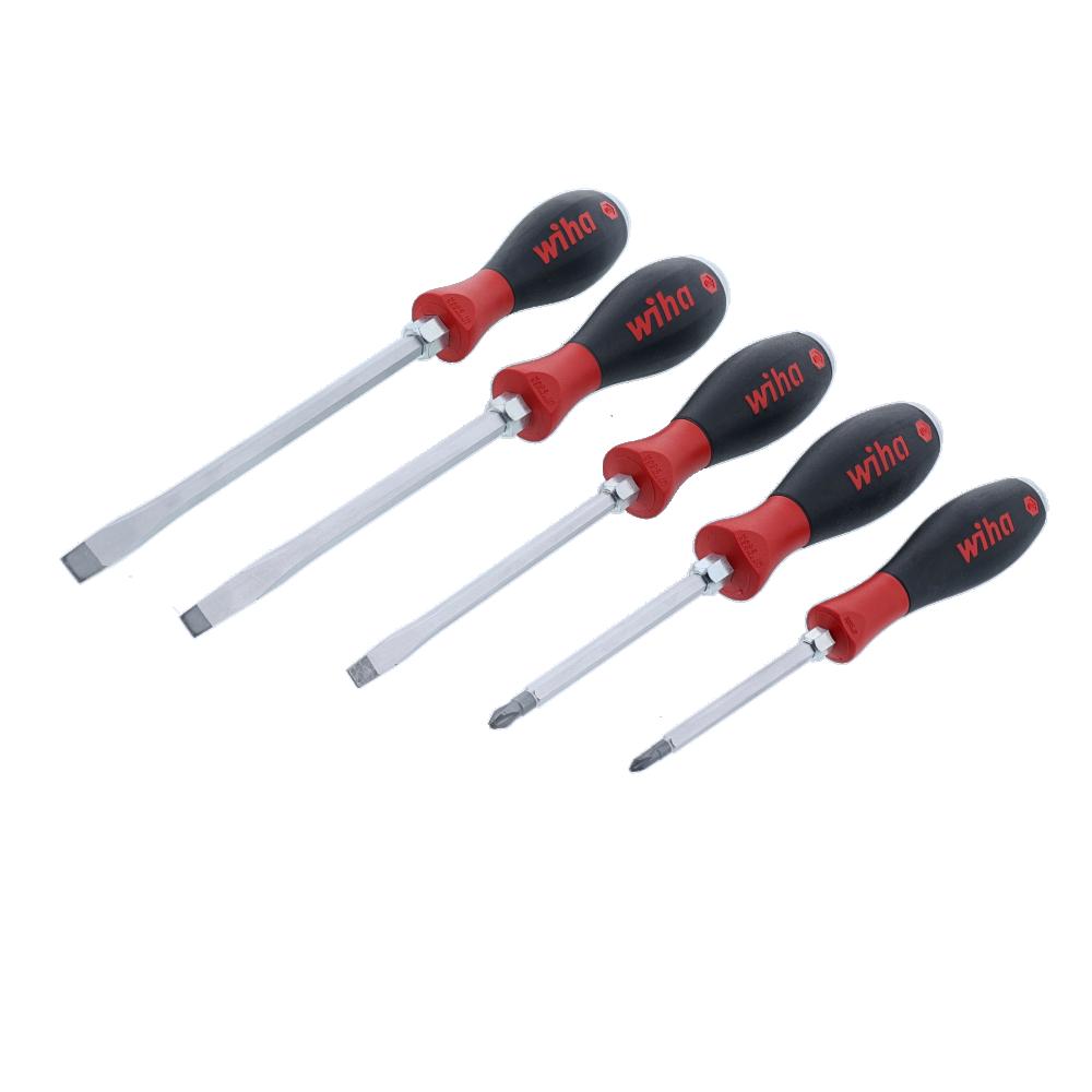 Wiha SoftFinish X Heavy Duty Slotted/Phillips Screwdriver Set 5pc 53095 ...