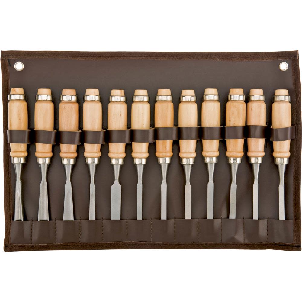Steelex Beech Wood Handle Carving Chisel Set 12pc D2227 - Acme Tools