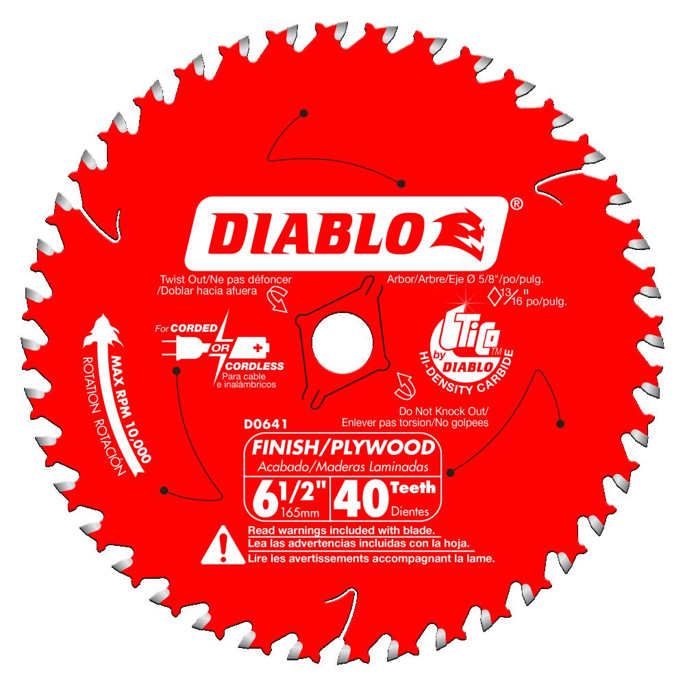 Diablo Tools 6-1/2 in. x 40 Tooth Finish Trim Saw Blade D0641X - Acme Tools