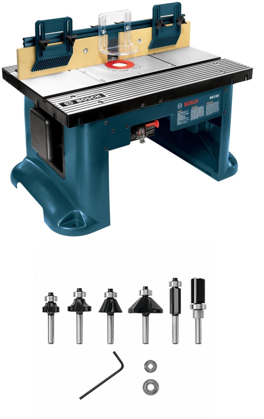 Bosch Benchtop Router Table with Trim & Edging Router Bit Set 6pc ...