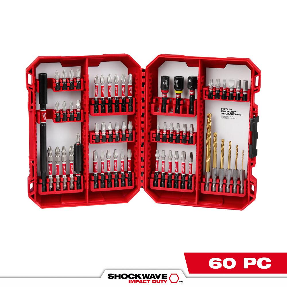 Milwaukee SHOCKWAVE Impact Duty Drill & Drive Set 60pc 48-32-4097 ...