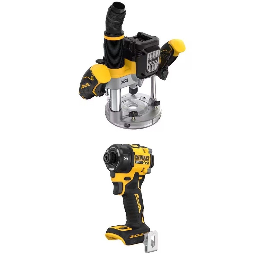 DEWALT 20V MAX Cordless Plunge Router & Hydraulic Impact Driver Bundle ...