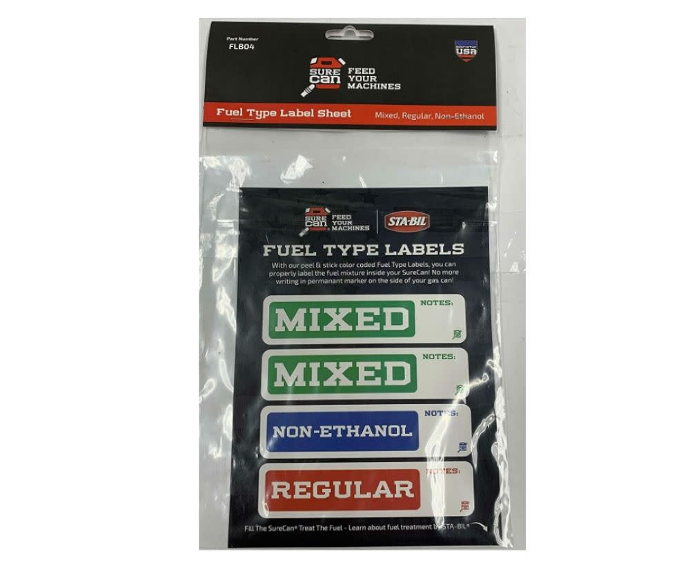 Surecan Fuel Type Label Sheet FLB04 - Acme Tools