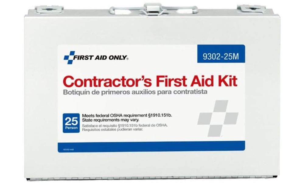 First Aid Only Contractors First Aid Kit 25 Person Metal Case 9302-25M ...