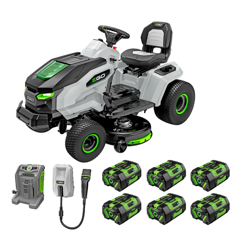 EGO 42in Lawn Tractor with 6Ah Battery 6pk, Turbo Charger & Adapter Kit ...
