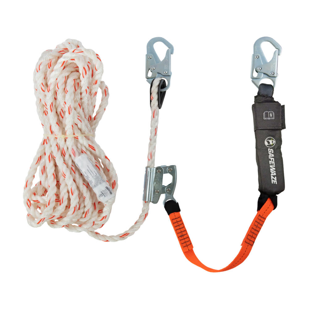 Safewaze V-Line 50 Ft. Vertical Lifeline Assembly: Snap Hook, Rope Grab ...