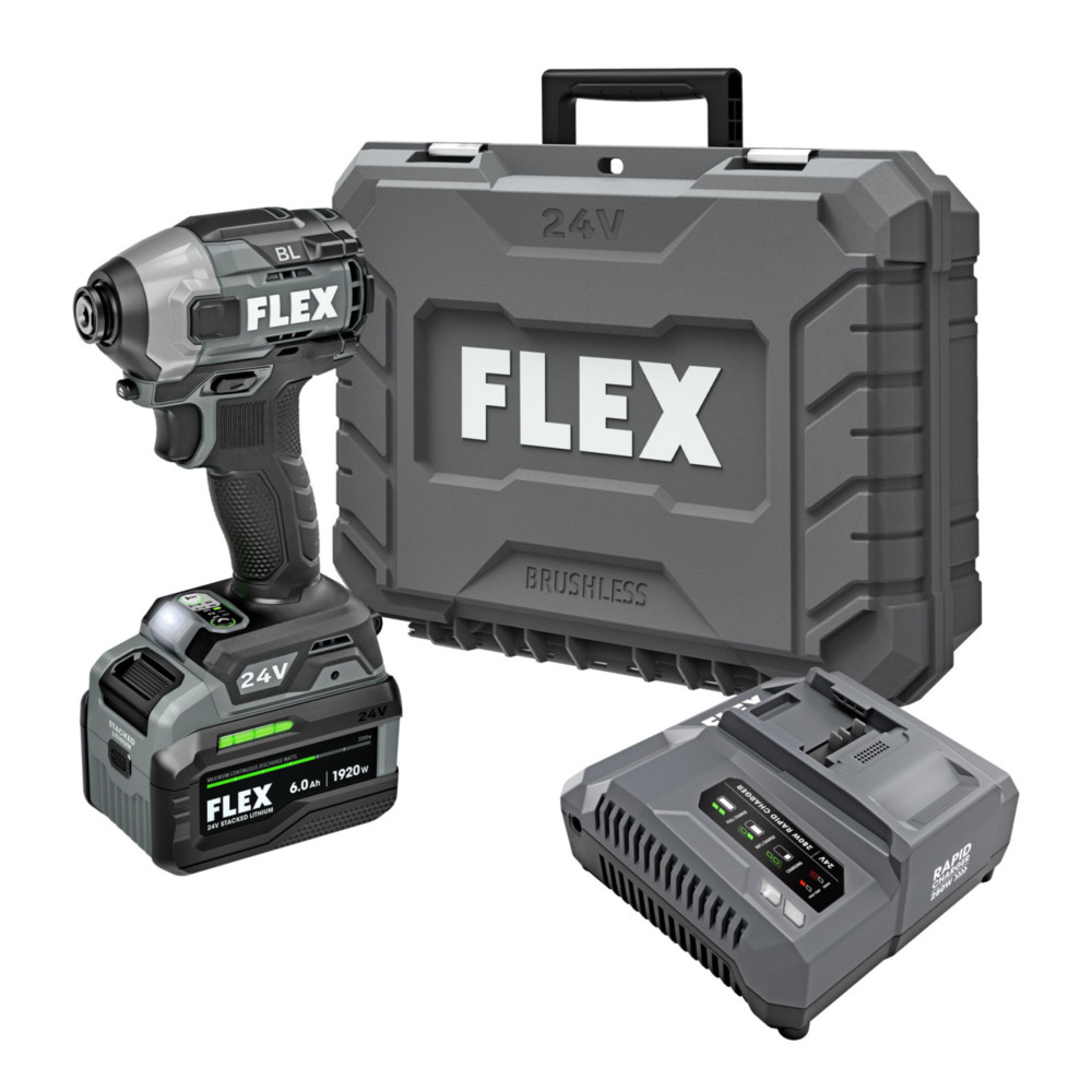 FLEX 24V 1/4in Hex Impact Driver with Multi-Mode Stacked-Lithium Kit ...