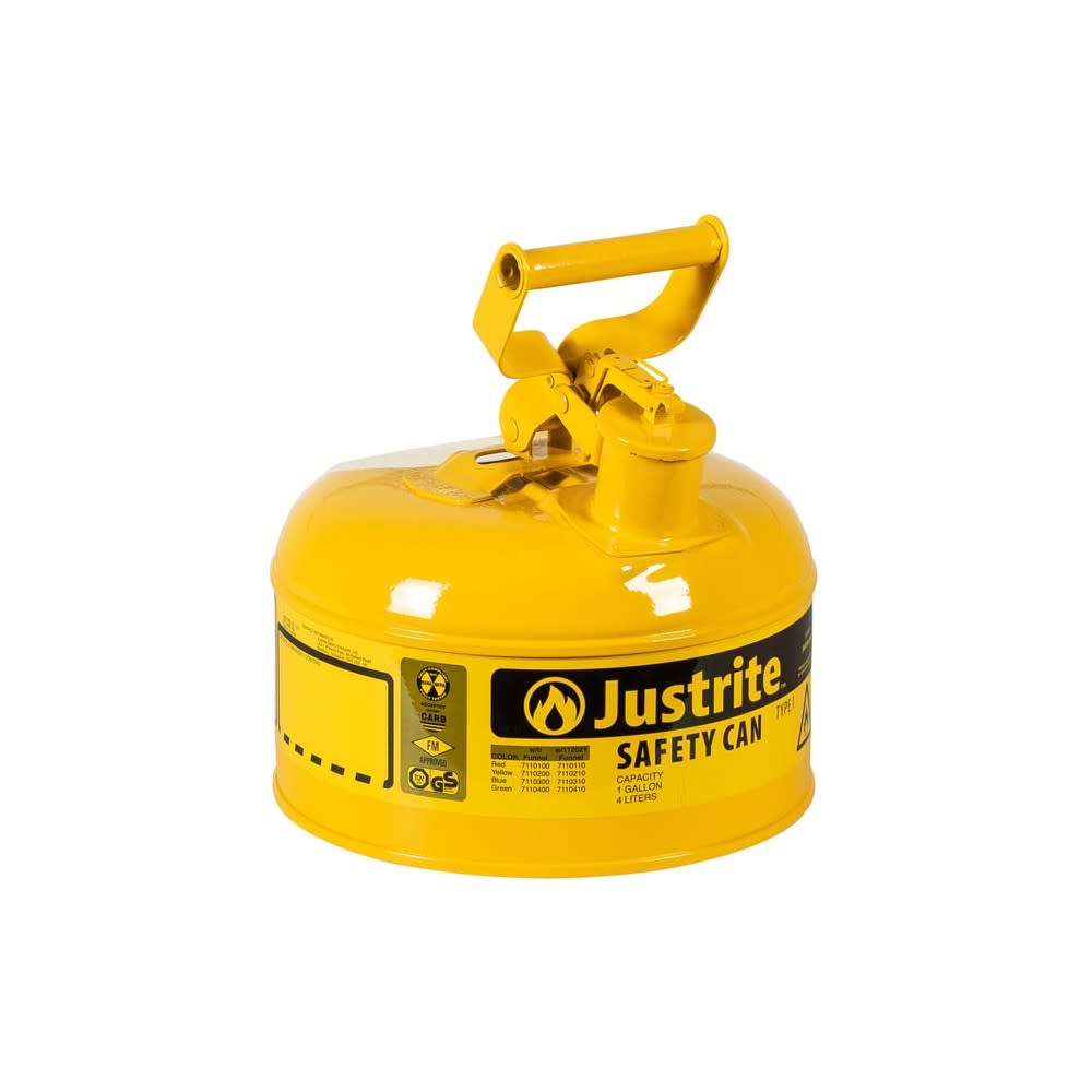 Justrite 1 Gal Steel Safety Yellow Diesel Fuel Can Type I with Flame ...