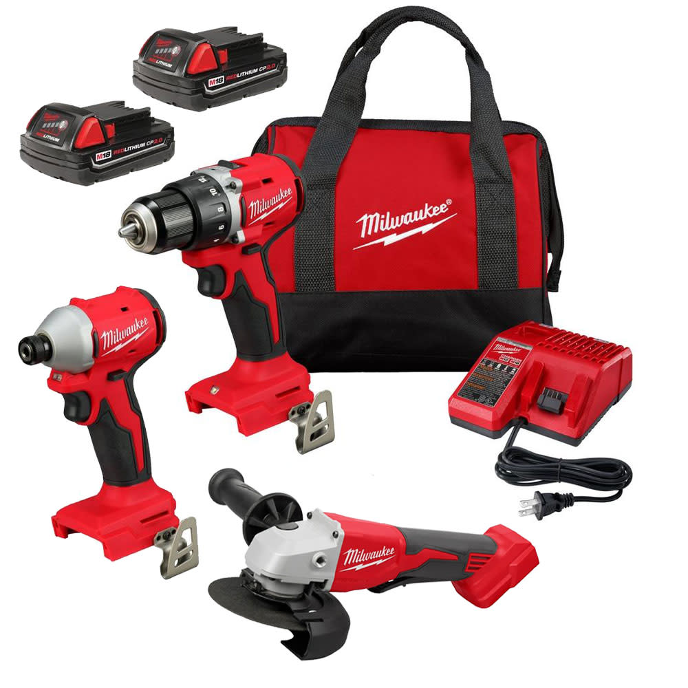 Milwaukee M18 Brushless 3-Tool Cordless Combo Kit Bundle 3692-22CT-2686 ...