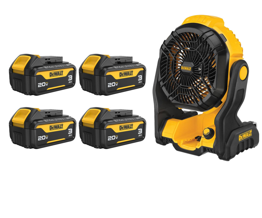 DEWALT 20V MAX Jobsite Fan Bare Tool with 3Ah Battery 4pk Bundle DCB200 ...