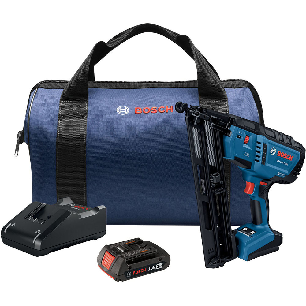 Bosch 18V Brushless 15 Gauge Angled Finish Nailer Kit GNH18V-15MAB12 ...