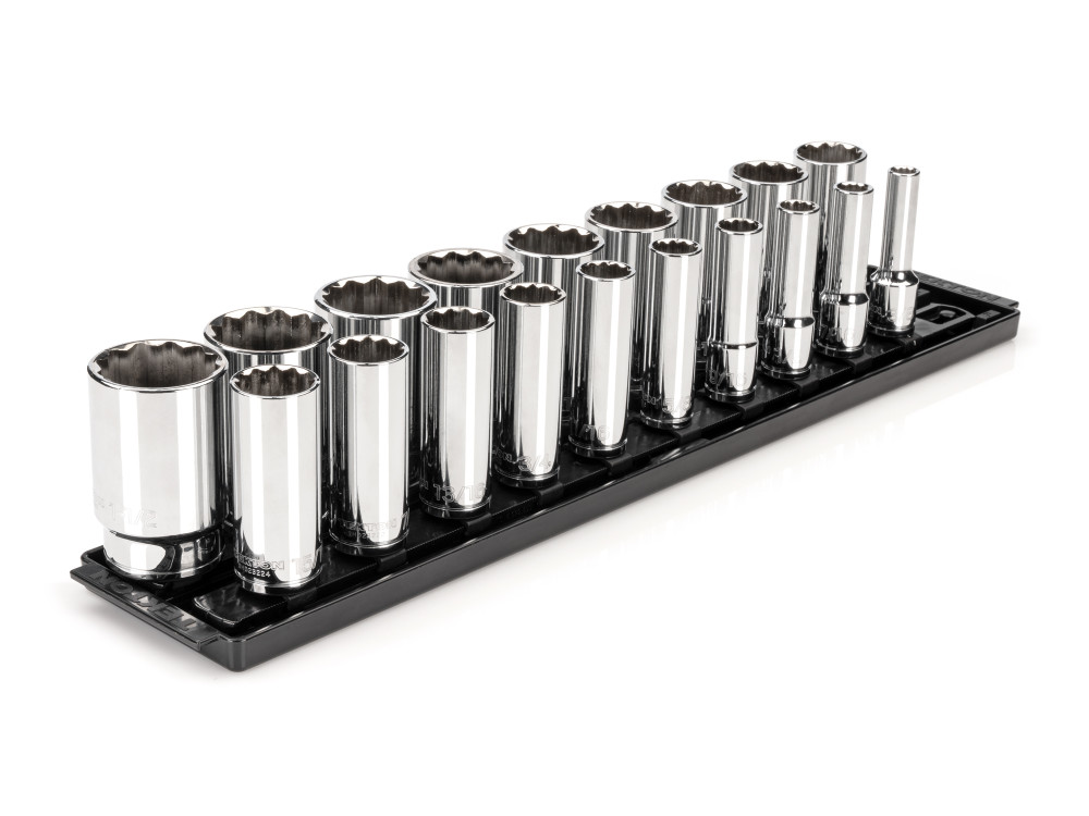 Tekton 1/2 Inch Deep 12 Point Socket Set, 19 Piece (3/8 - 1-1/2 Inch ...
