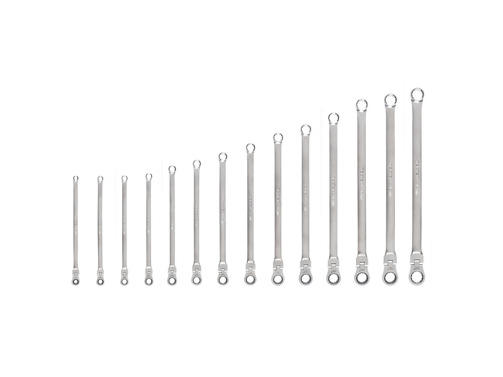 Tekton Fixed/Flex Head Ratcheting Box End Wrench Set, 14 Piece (6-19 mm ...