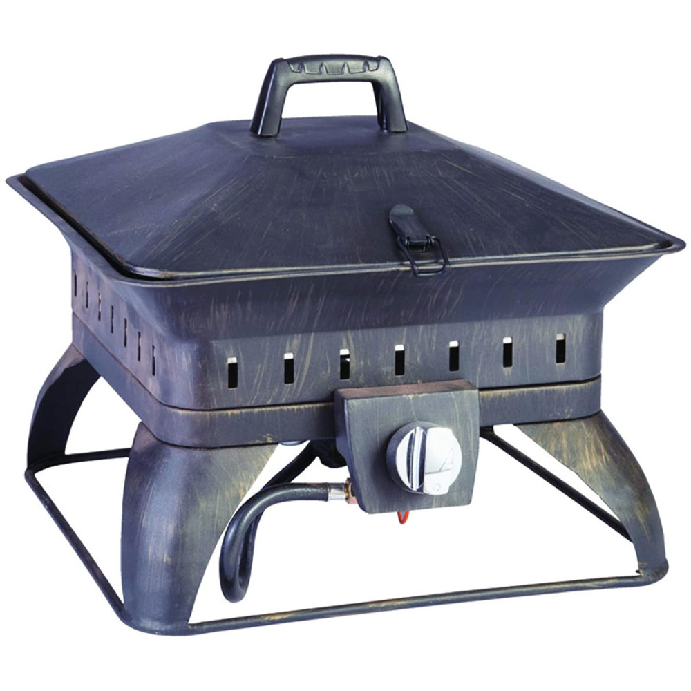 Living Accents Fire Pit Porcelain/Steel Portable Square Propane ...