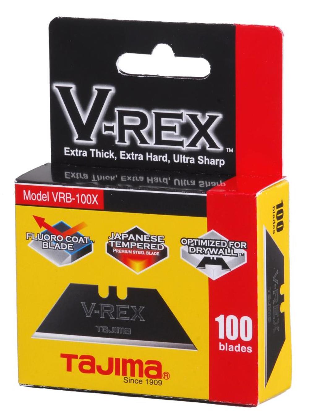 Tajima V-REX II Premium Tempered Steel Utility Knife Blades 100-Pack VRB2-100B - Acme Tools