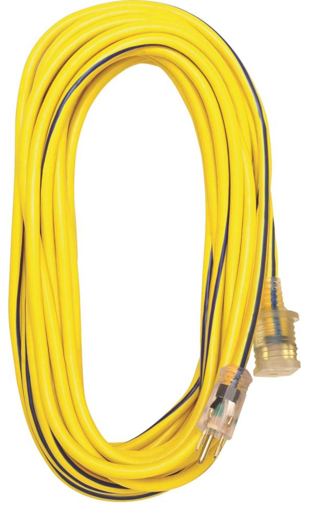 Voltec 25 Ft. 12/3 SJTW Yellow Extension Cords with Lighted End 05 ...