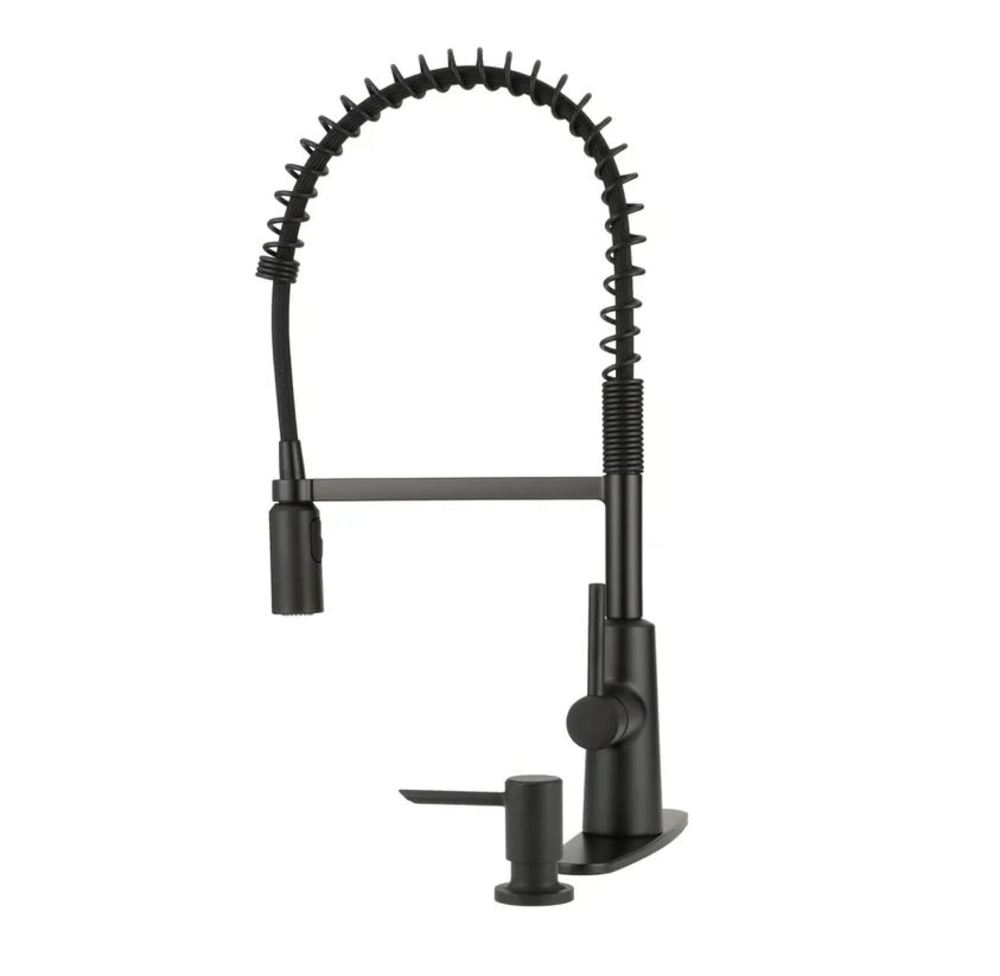 Moen Nori Kitchen Faucet Matte Black Pre Rinse Spring Pulldown 87897BL ...