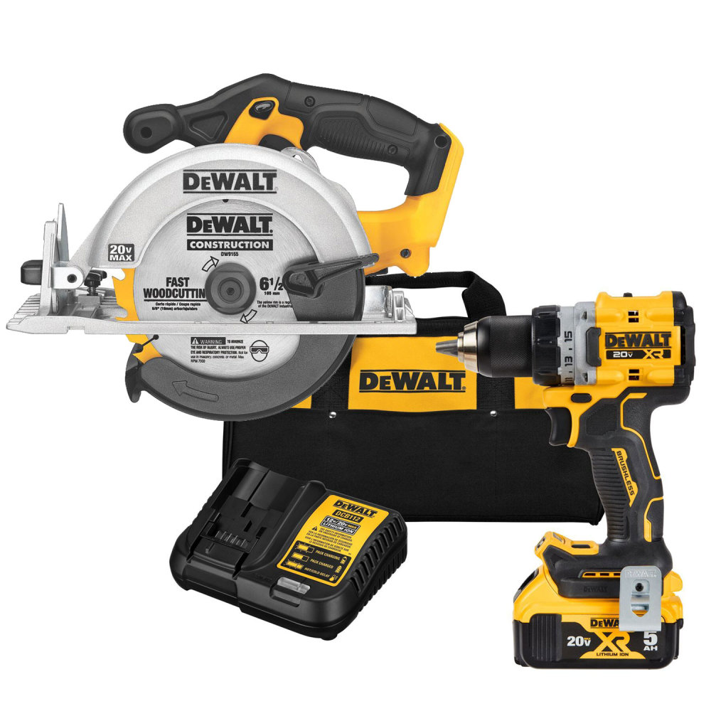 DEWALT 20V MAX Cordless 1/2in Drill/Driver & 6-1/2in Circular Saw Combo ...