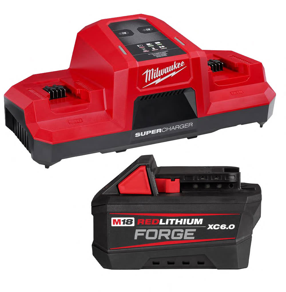 Milwaukee M18 REDLITHIUM FORGE XC6.0 Battery Pack & Dual Bay Charger ...