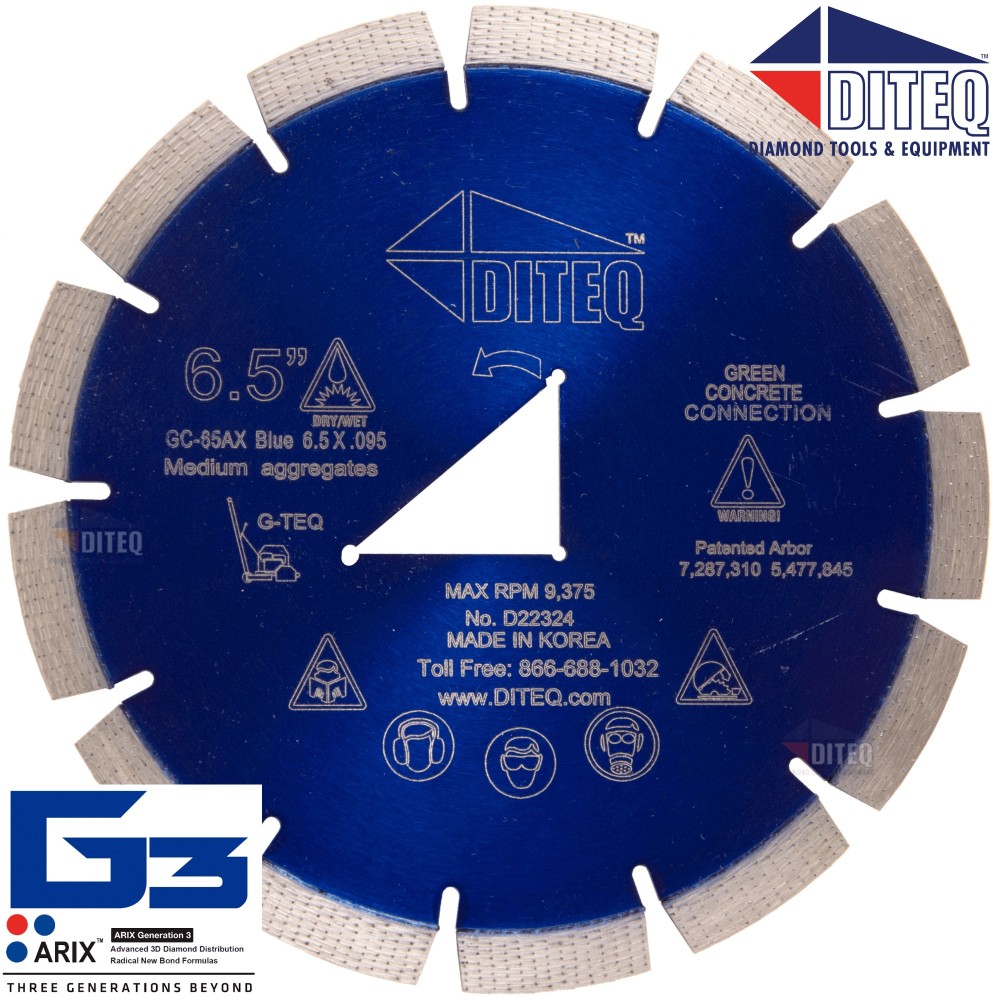 Diteq 6 1/2 Inch Blue Segmented Rim Diamond for Green Concrete D22324 ...