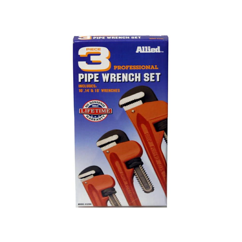 Allied International Ductile Iron Pipe Wrench Set 3pc 61200 - Acme Tools