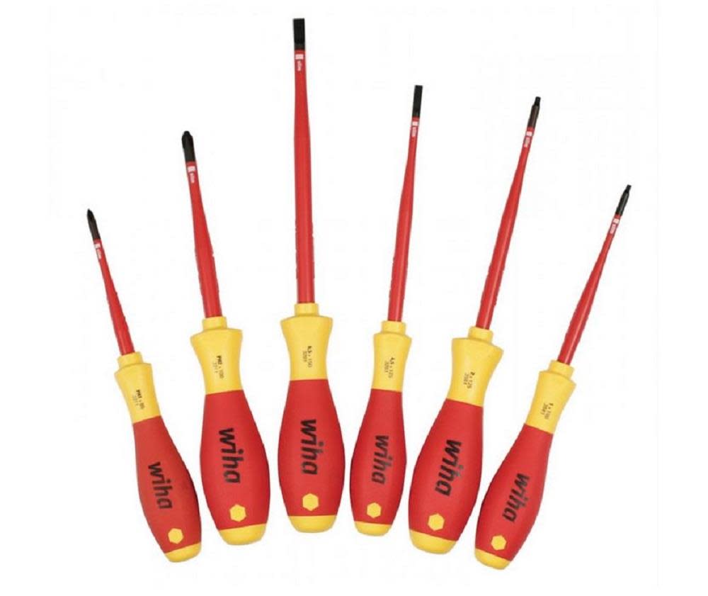Wiha Insulated SlimLine Slotted Phillips & Square Screwdriver Set 6 ...