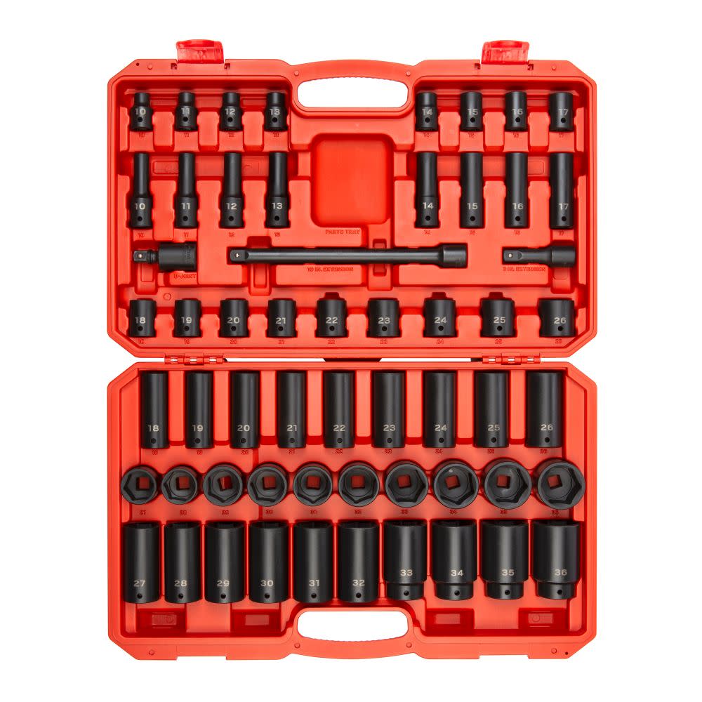 Tekton 1/2 Inch 6 Point Impact Socket Set Case, 57 Piece (10-36 mm ...